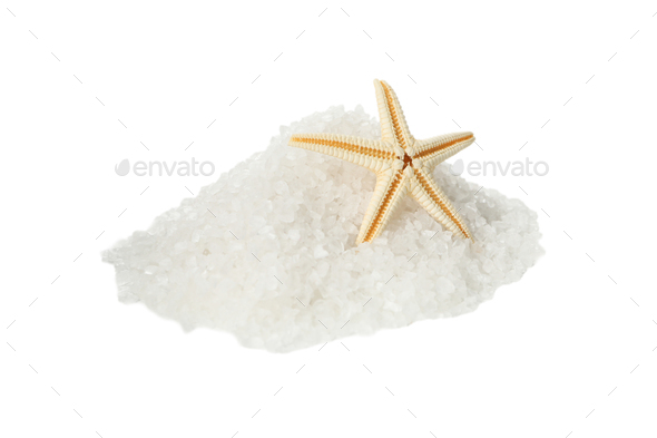 Stack of salt and sea star isolated on white background Stock Photo by ...