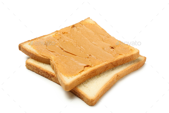Sweet toast with peanut butter isolated on white background Stock Photo ...