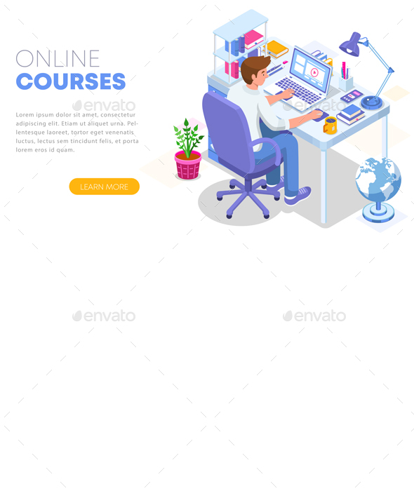 Modern Flat Design Isometric Concept of Online Education, Vectors ...
