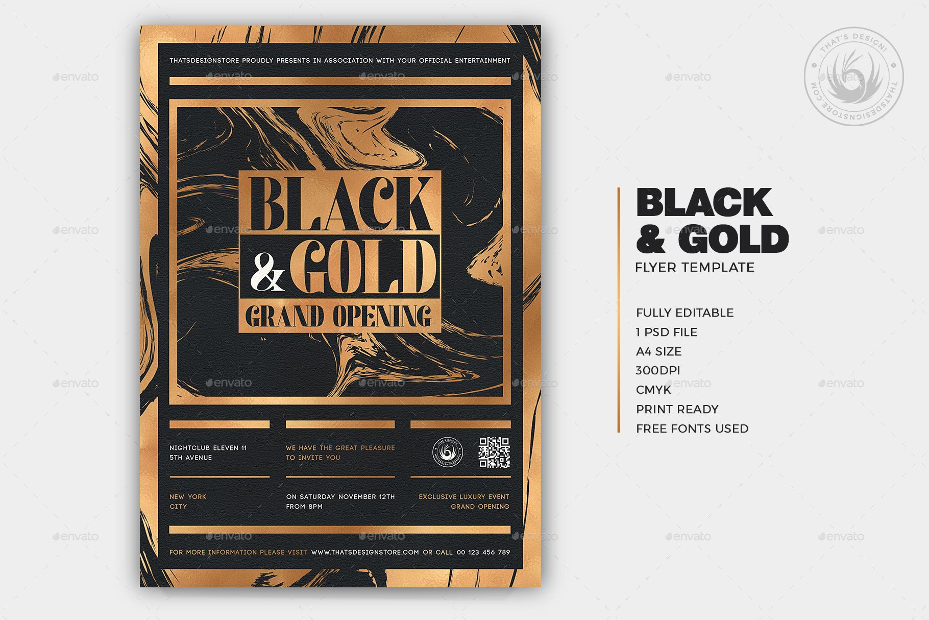 Black and Gold Flyer Template V24, Print Templates | GraphicRiver