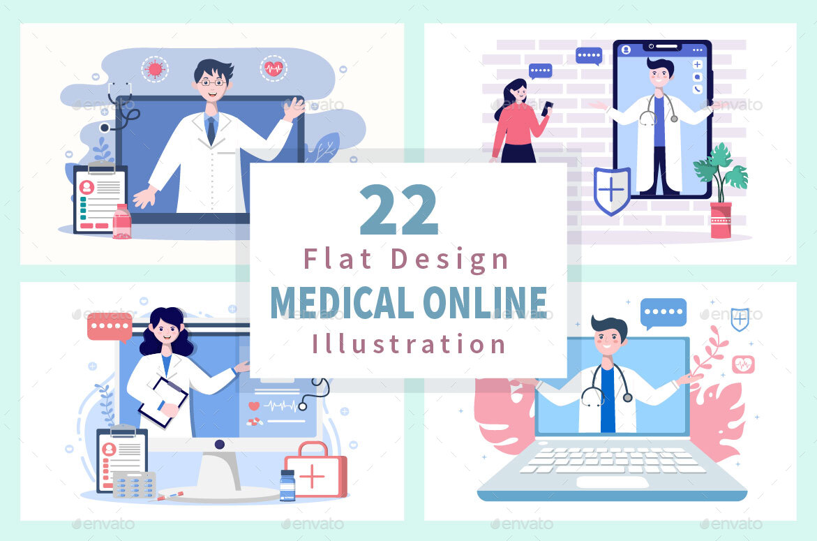 22 Online Doctor Medical Information Flat Design, Vectors | GraphicRiver