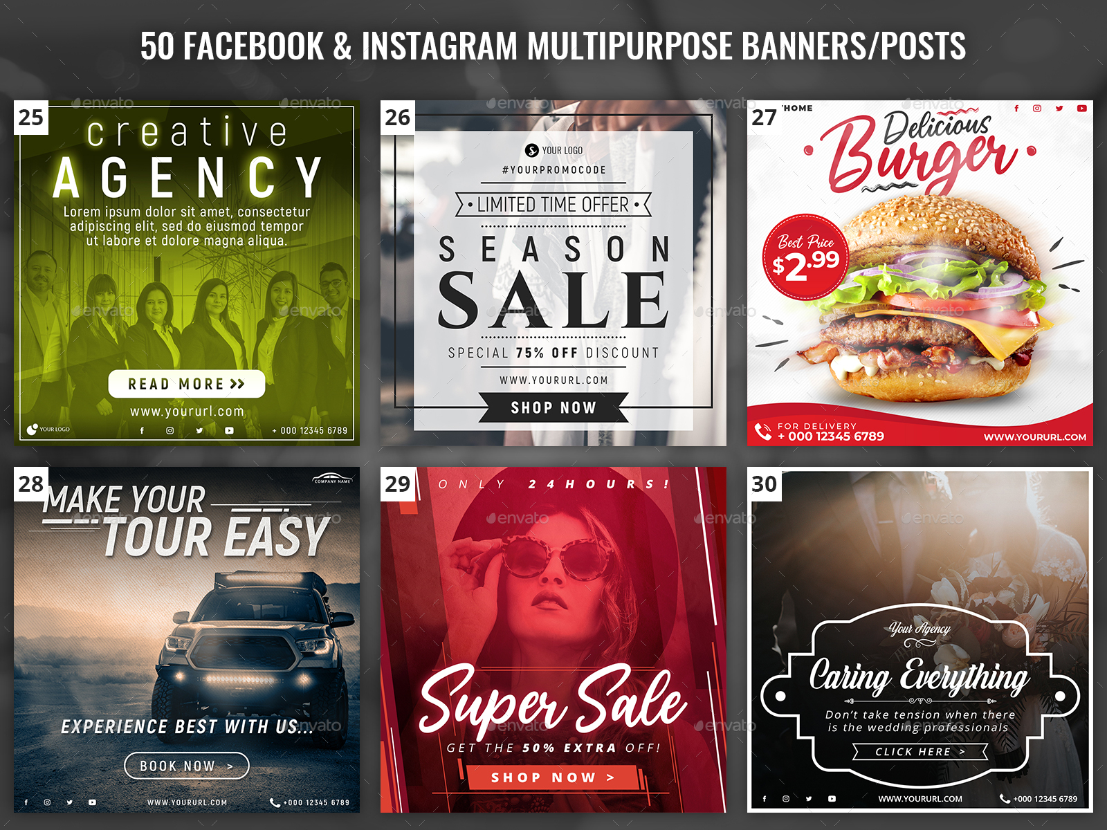 50 Facebook Instagram Banners, Web Elements | GraphicRiver