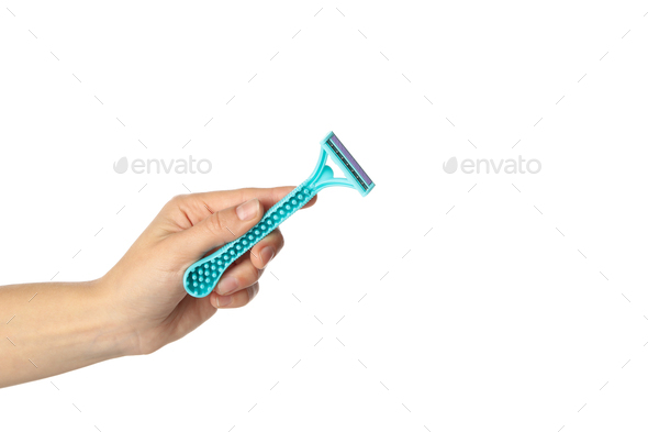 Female hand hold razor, isolated on white background Stock Photo by ...