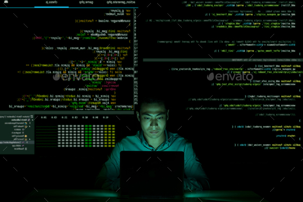 Coding in the dark Stock Photo by DragonImages | PhotoDune