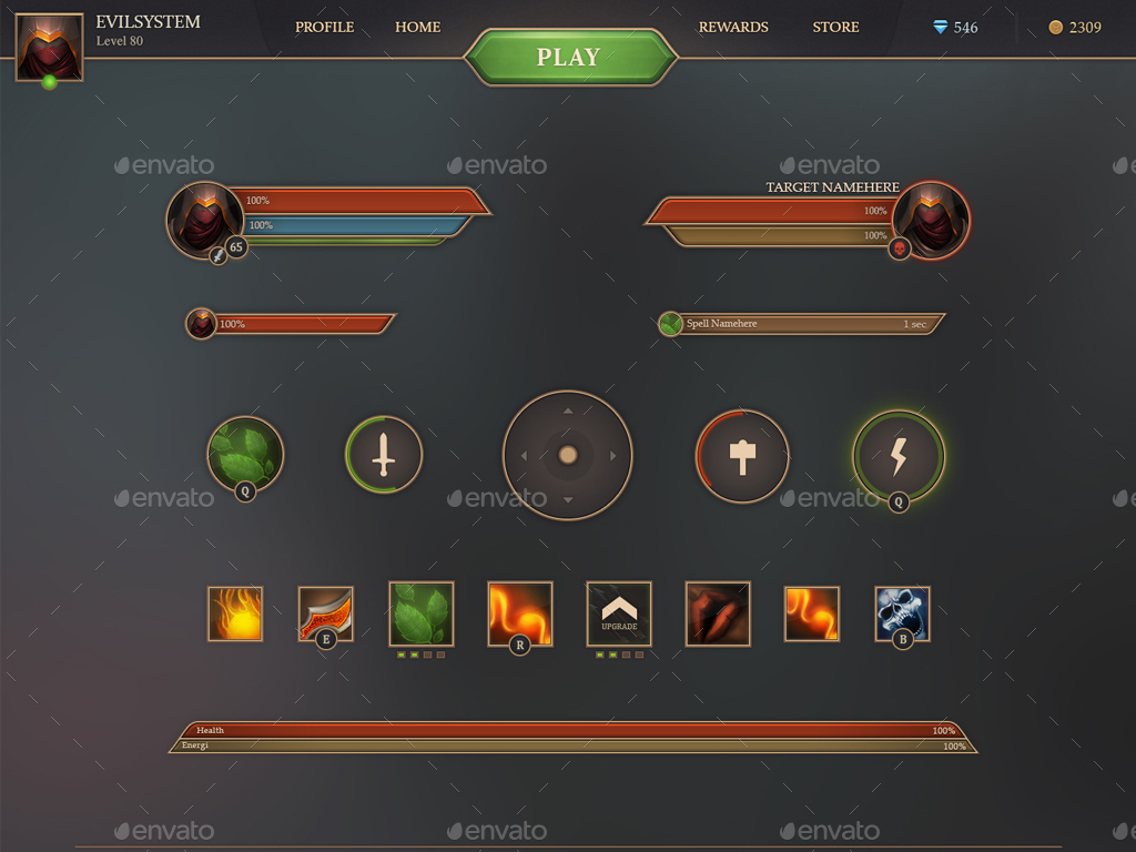 Burning Moon Game UI, Game Assets | GraphicRiver