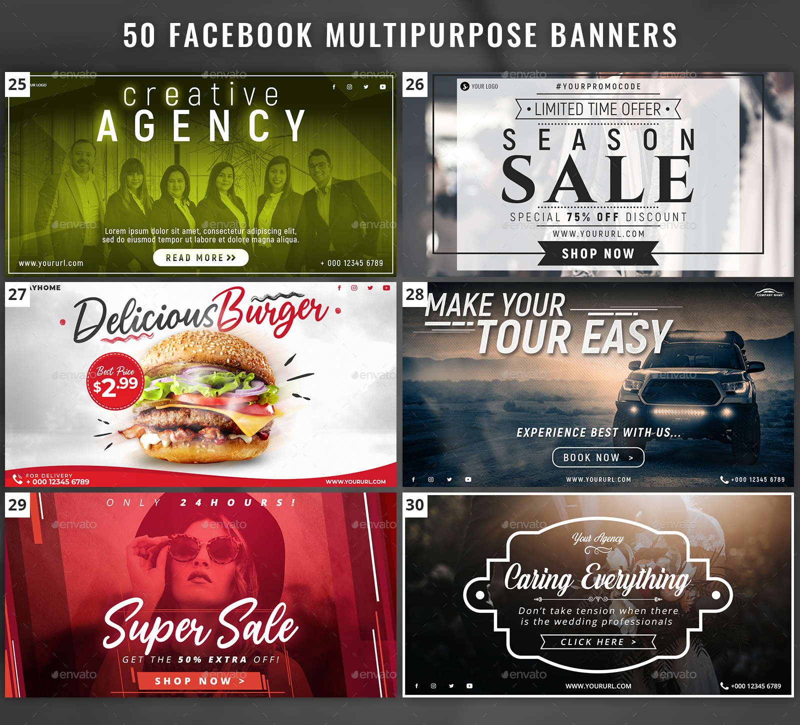 50 Facebook Banners, Web Elements | GraphicRiver