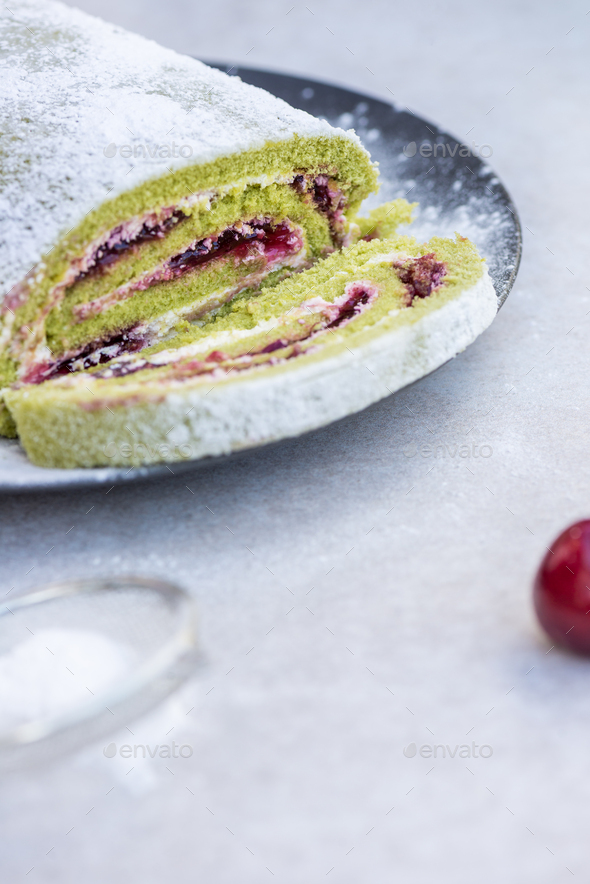 Morello Cherry and Matcha Roulade Stock Photo by Manuta | PhotoDune