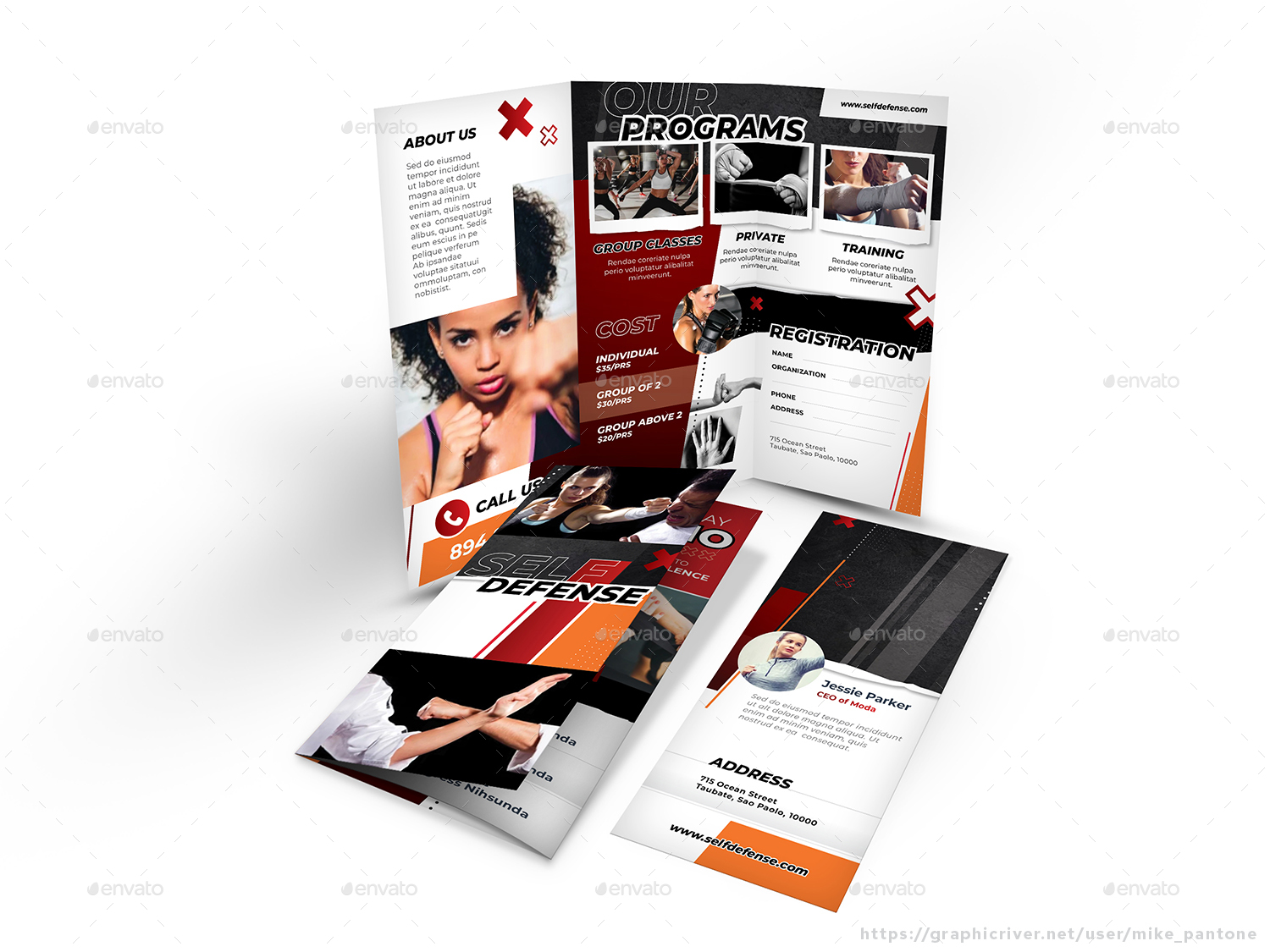 Self Defense Class Trifold Brochure, Print Templates | GraphicRiver