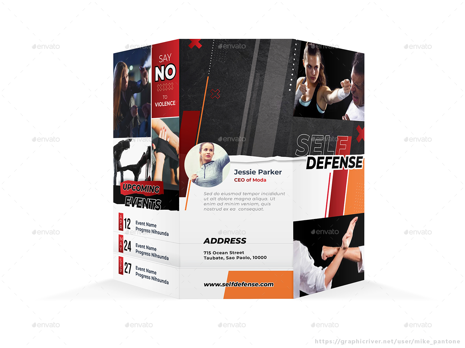 Self Defense Class Trifold Brochure, Print Templates | GraphicRiver