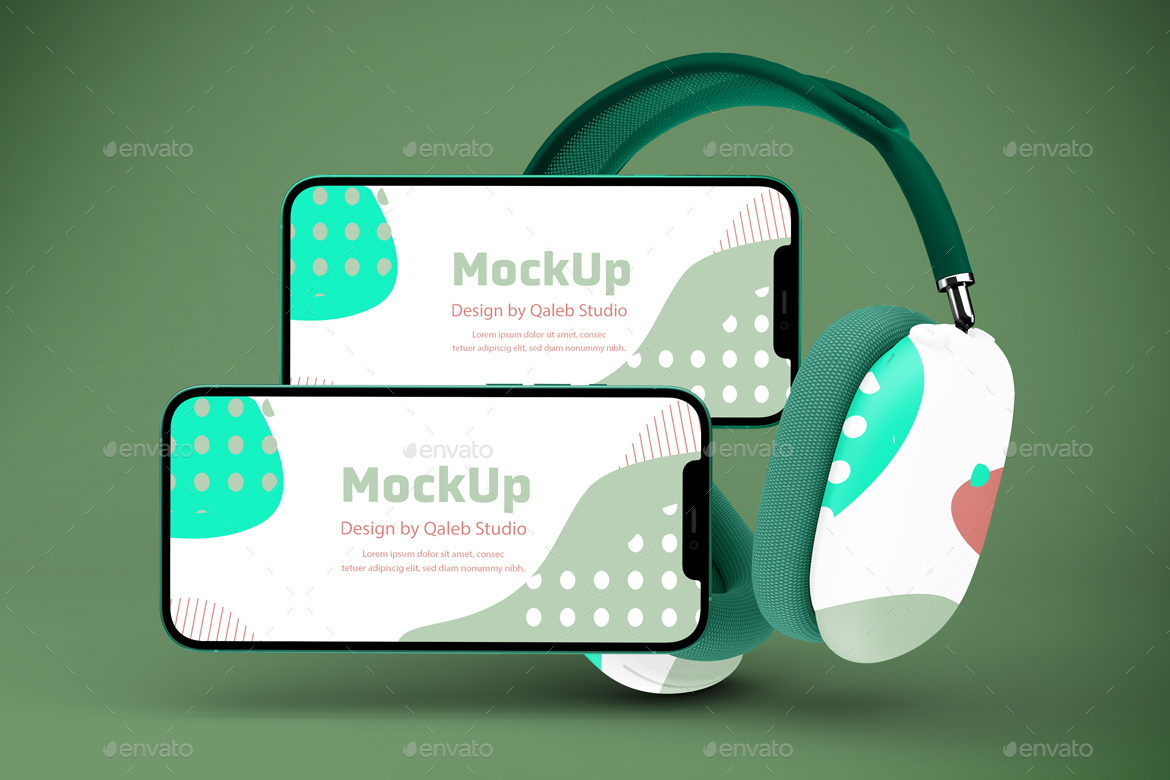 Headphones & Phone Mockup, Graphics | GraphicRiver