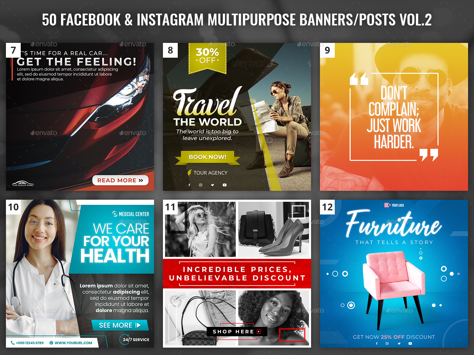 50 Facebook Instagram Banners #2, Web Elements | GraphicRiver