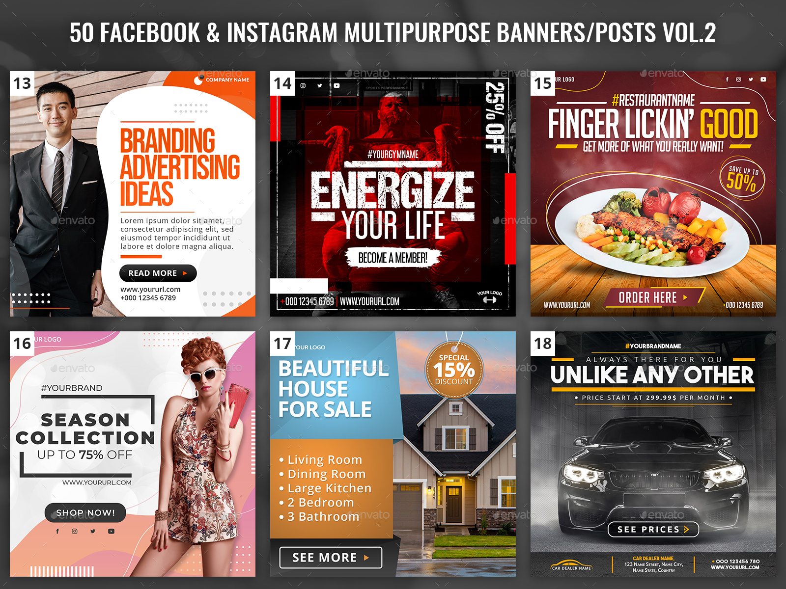 50 Facebook Instagram Banners #2, Web Elements | GraphicRiver