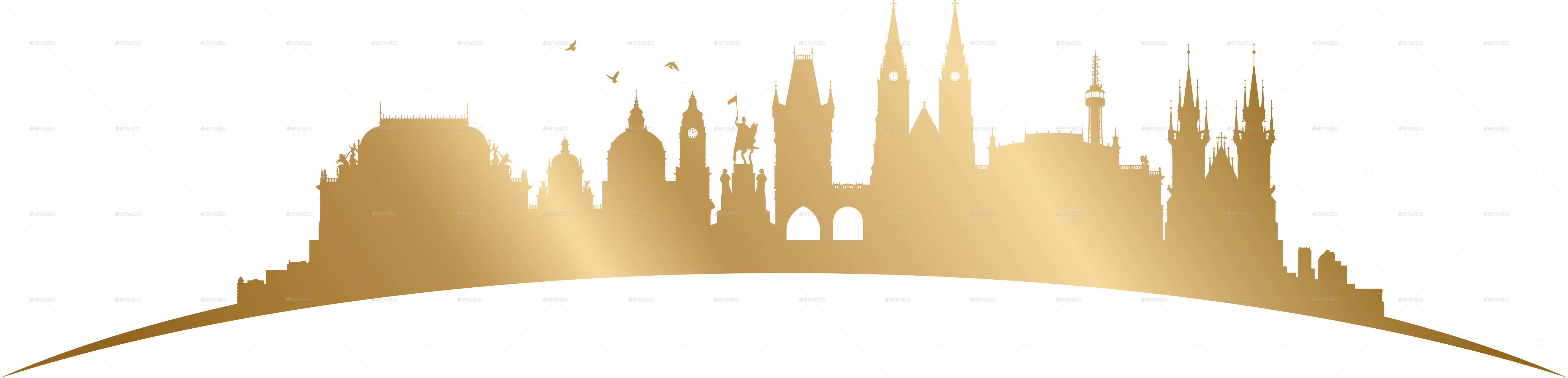 Prague Czech city Skyline set, Vectors | GraphicRiver