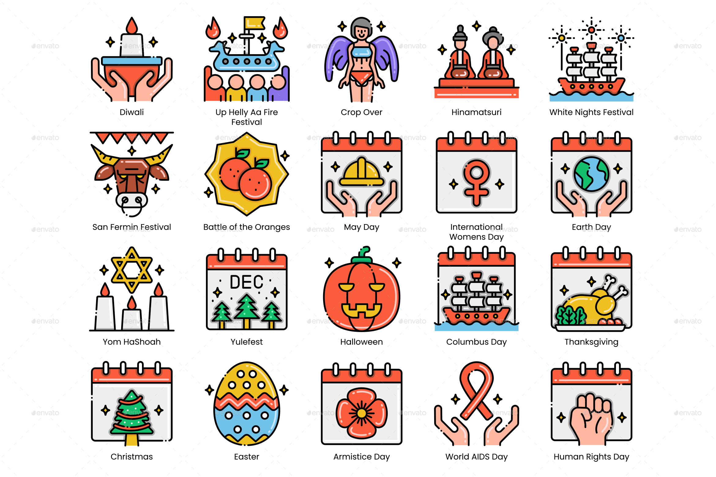 Festival and Holidays Icons, Icons | GraphicRiver