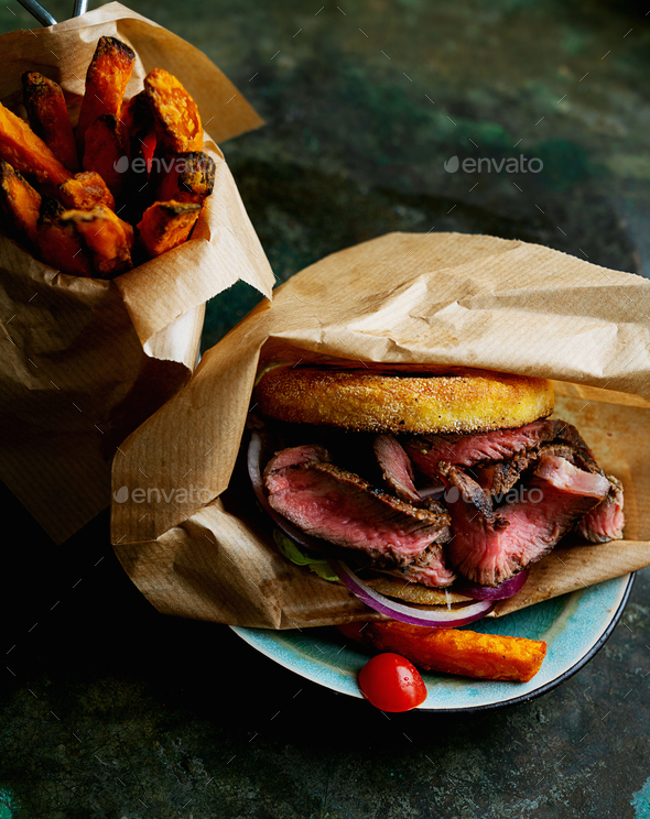 Take away steak sandwich Stock Photo by SebastianaRaw | PhotoDune