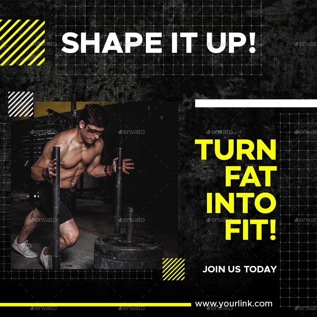 Gym & Fitness Social Media Posts, Web Elements | GraphicRiver