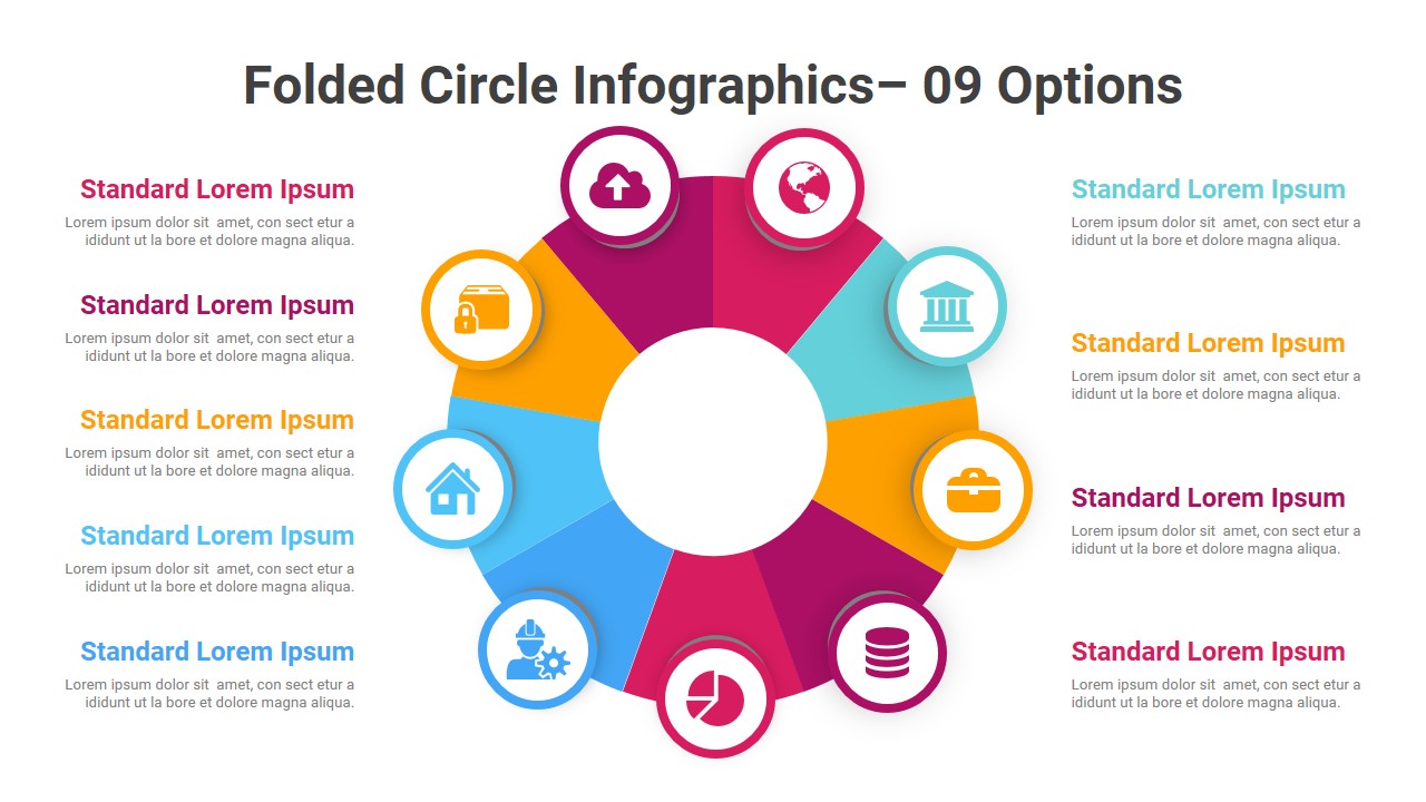 Folded Circle Infographics Google Slides Diagrams Template by Slide_Gold