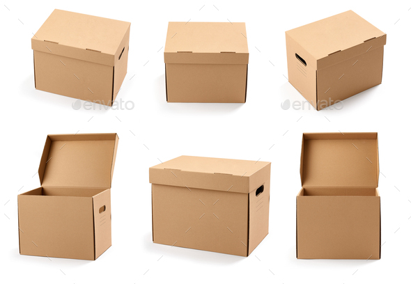 set of cardboard boxes Stock Photo by magone | PhotoDune