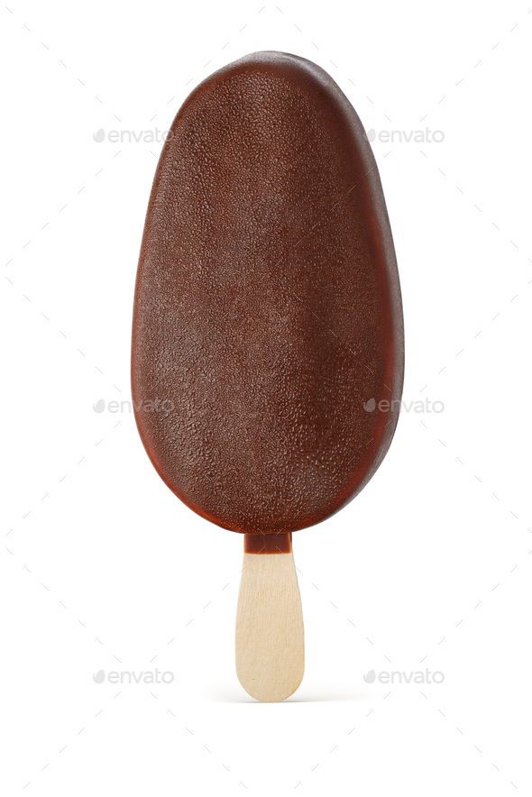 Brown chocolate popsicle ice cream isolated on white. Stock Photo by ...