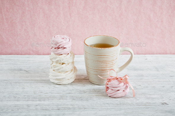Homemade Sweet Pink and White Marshmallow Zephyr Stock Photo by svittlana