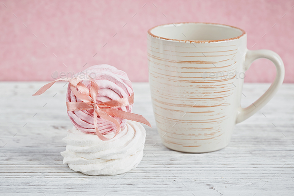 Homemade Sweet Pink and White Marshmallow Zephyr Stock Photo by svittlana