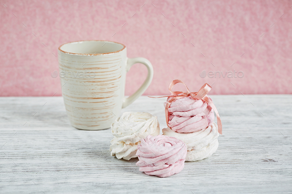 Homemade Sweet Pink and White Marshmallow Zephyr Stock Photo by svittlana