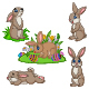 Set of Five Easter Bunny Collection by tigatelu | GraphicRiver