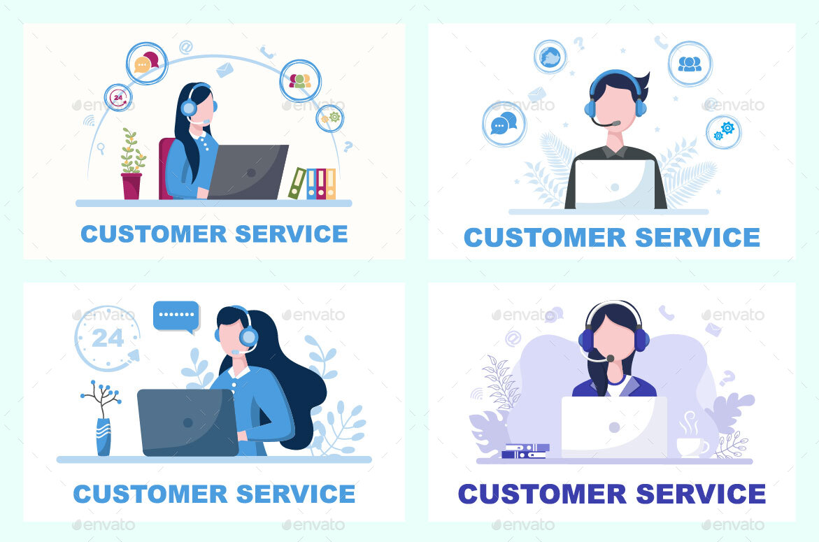 16 Contact Us Customer Service Illustration, Vectors | GraphicRiver