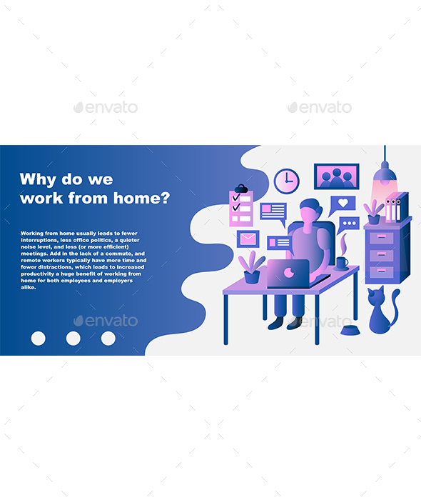 Work From Home Office Banner, Vectors | GraphicRiver