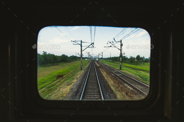 View through train window Stock Photo by olegbreslavtsev | PhotoDune