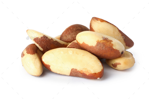Tasty brazil nuts isolated on white background Stock Photo by AtlasComposer
