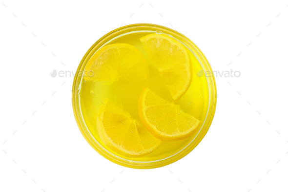 Bowl of lemon jelly isolated on white background Stock Photo by ...