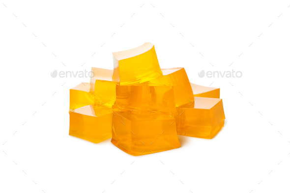 Delicious orange jelly isolated on white background Stock Photo by ...