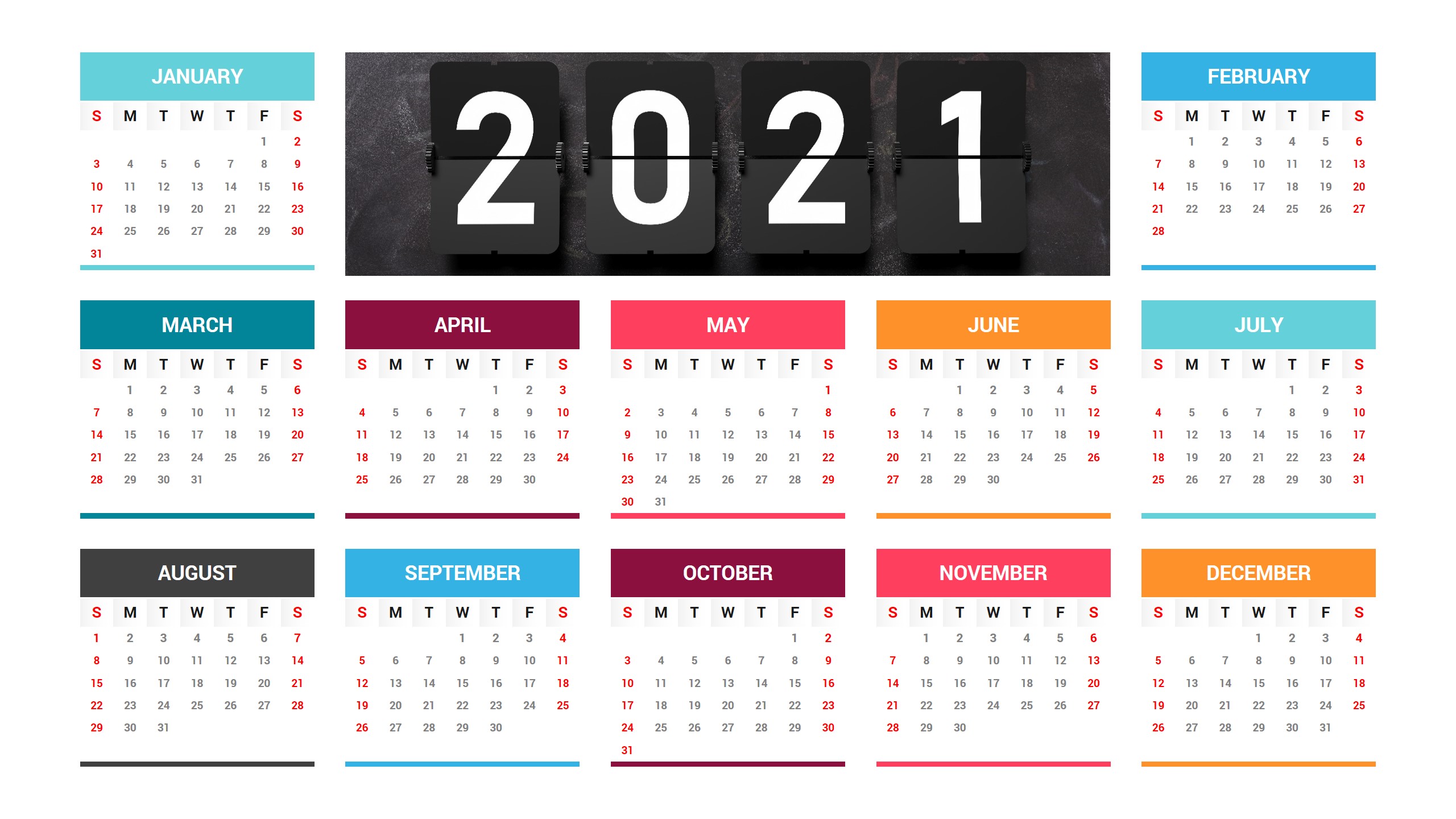 Calendar 2021 Google Slides Template, Presentation Templates | GraphicRiver