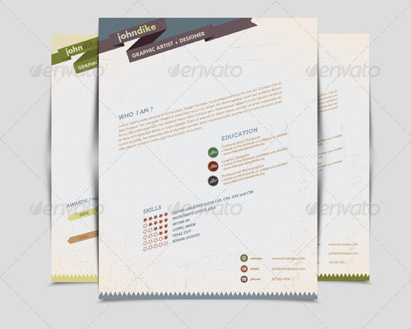 Professional Resume - Retro Style, Print Templates | GraphicRiver