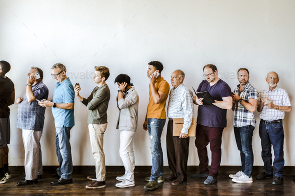 People waiting in a line for a job interview Stock Photo by Rawpixel