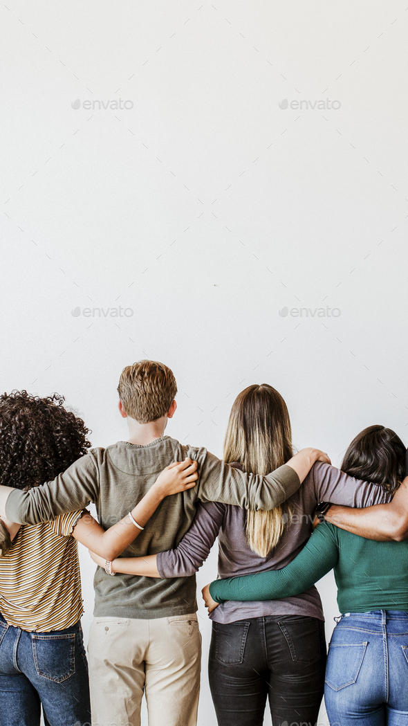 Rearview of diverse people hugging each other Stock Photo by Rawpixel