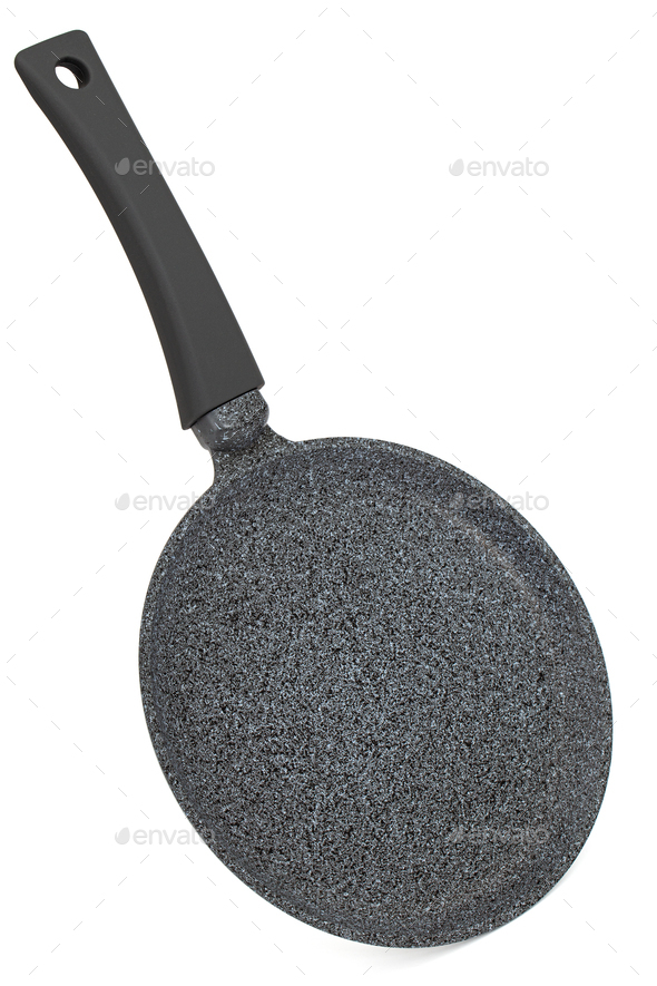 Grey frying pan with non-stick, isolated on white background Stock ...