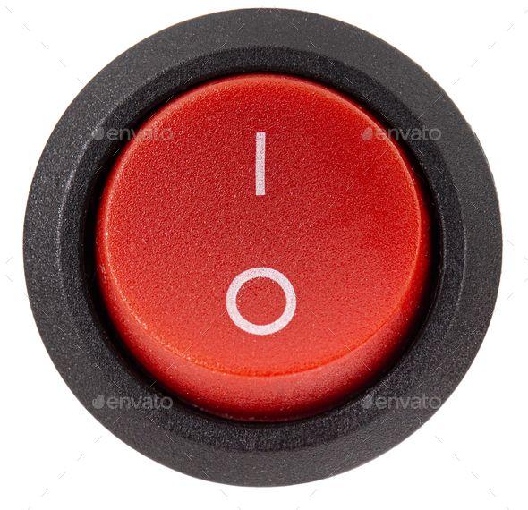 Red power switch, isolated on white background, with clipping path ...