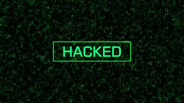 HACKED Error Over Computer Binary Background. HACKED Warning with ...