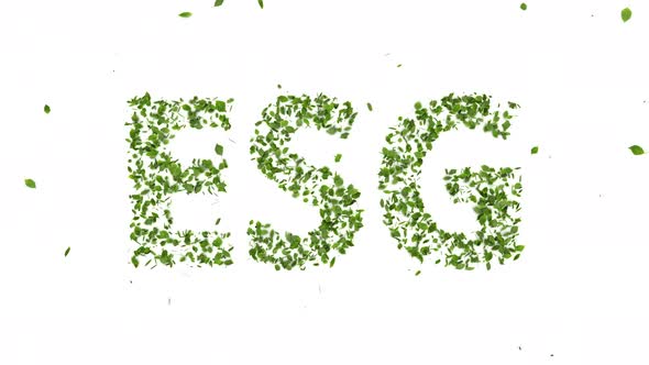 abstract 3D leaves growing and forming ESG text symbol animation ...