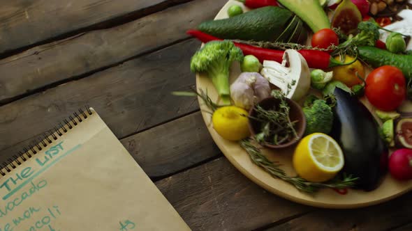 Fresh Produce on Table with Grocery List, Stock Footage | VideoHive