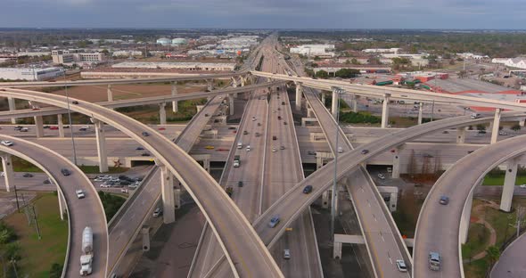 Aerial of cars on I-10 West freeway in Houston, Texas., Stock Footage