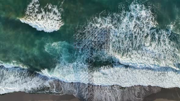 Storm at sea at sunset aerial view 4 K, Stock Footage | VideoHive