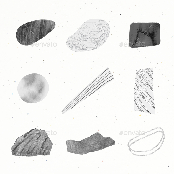 Scribble strokes and gray stone textures design element collection ...