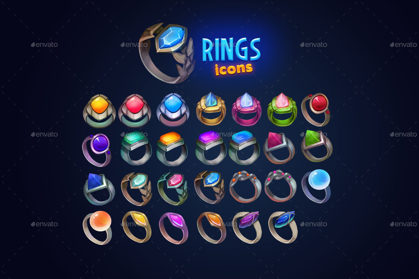 Rings Icons Pack, Game Assets | GraphicRiver