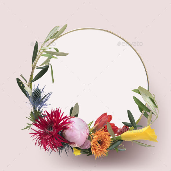 Fresh flower gold frame template Stock Photo by Rawpixel | PhotoDune