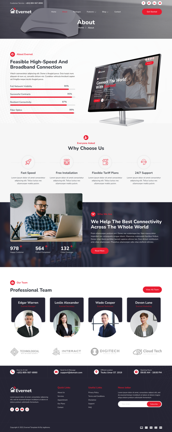 Evernet – Broadband & Internet Service Provider Elementor Template Kit ...