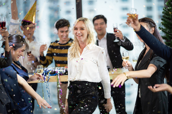 Celebrate success with colleagues. Business celebration party Stock ...