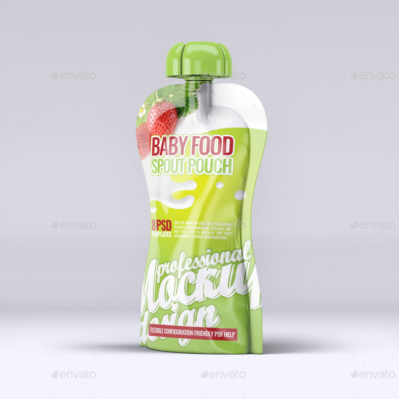 Baby Food Spout Pouch Mock-Up, Graphics | GraphicRiver